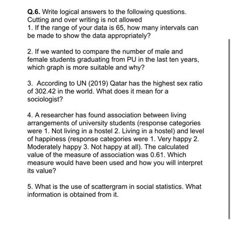 solved q 6 write logical answers to the following