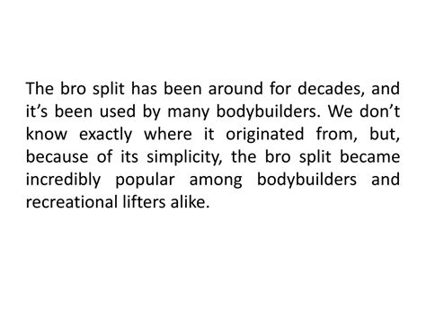 Ppt Bro Split The Ultimate Workout Program Guide Powerpoint