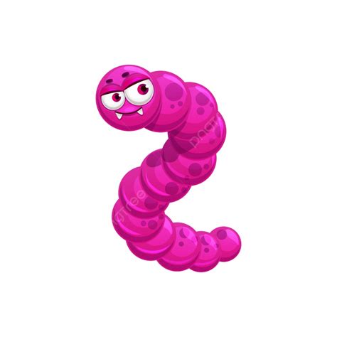 Virus Bacteria In Shape Of Pink Worm With Eyes Isolated Cartoon Monster