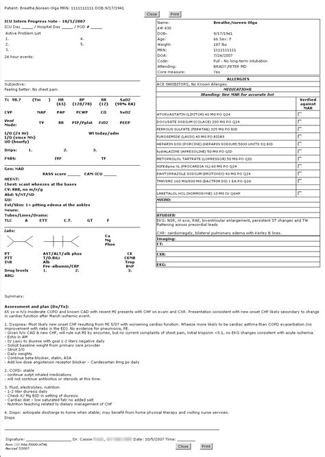 Icu Progress Note Template Kaesg Blog
