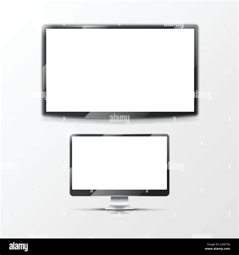 Lcd Monitor Computer Display And Smart Tv Screen Vector Mockups Lcd Flat Screen Monitor