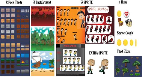 Artstation Pack Tiled Sprite Background Itens Hub Games 2d