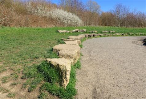 Small Wall Of Stones Alongside A Footpath Through The North Kent