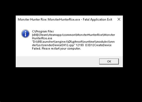 help fatal application exit something about d3d12 not creating a