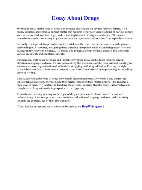 Essay About Drugs Pdf Cost Of Living Illegal Drug Trade