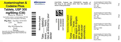 Acetaminophen And Codeine Phos Tablets Usp 300mg 60mg Ciii