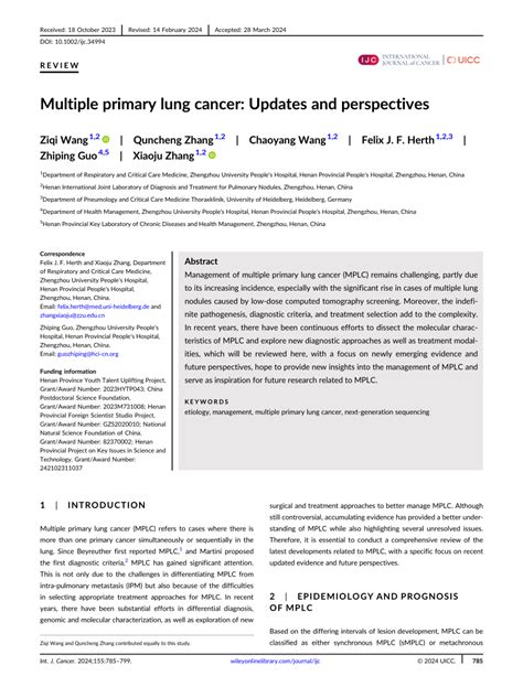 Multiple Primary Lung Cancer Updates And Perspectives
