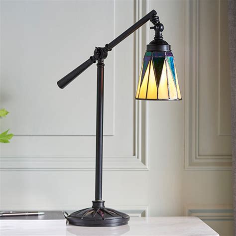 Dark Star Task Tiffany Glass Table Lamp In Black Elegant Lighting Uk