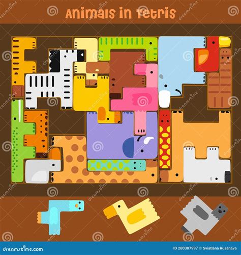 A Set Of Animal Figures In The Tetris Game Guess The Animal Puzzle Tetris In The Form Of