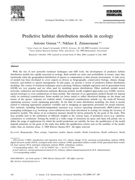 Predictive Habitat Distribution Models In Ecology Pdf Ecology Sampling Statistics