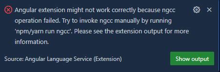 Ngcc Error In VsCode With Latest Updates Issue Angular Vscode Ng Language Service