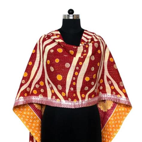 Foulard Kantha Réversible Vintage Dupatta Col Femme Indien Coton Wrap