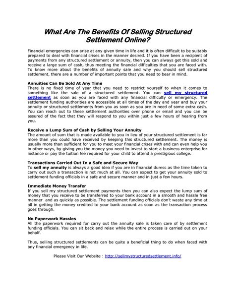 Selling Structured Settlement Payments For Cash Personal Finance