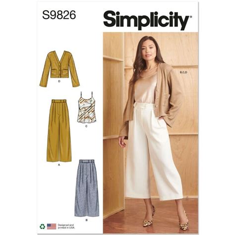 Simplicity S9826 Misses Pants Camisole And Cardigan Pattern