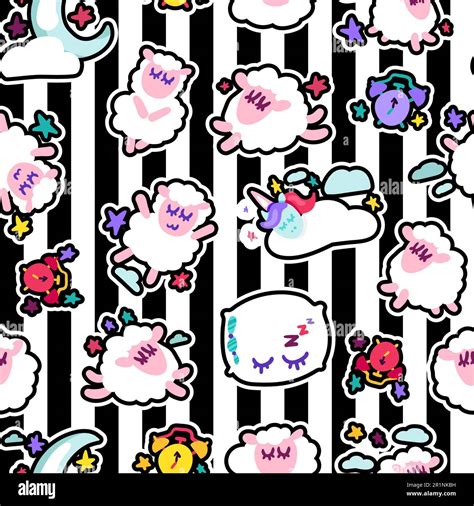 Night Rest Bedtime Vector Seamless Pattern Wallpaper With Cute