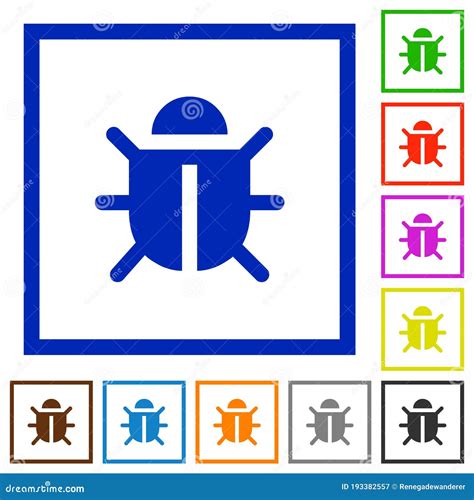 Computer Bug Flat Framed Icons Stock Vector Illustration Of Design Infected