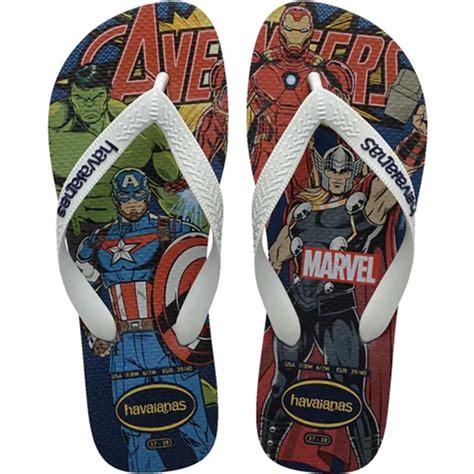 Sandalias Havaianas Hombre Top Marvel Classics Blanco Platanitos