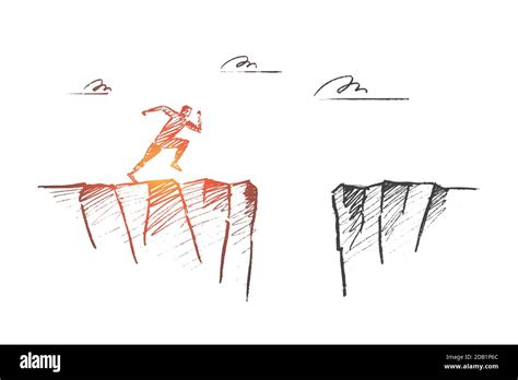 Hand Drawn Running Man Ready To Jump Over Pass Stock Vector Image And Art