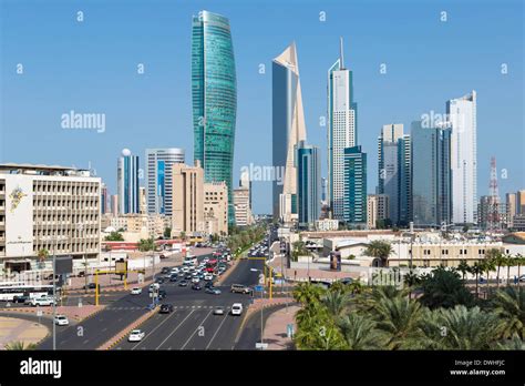 Kuwait City Modern City Skyline And Central Business District Stock