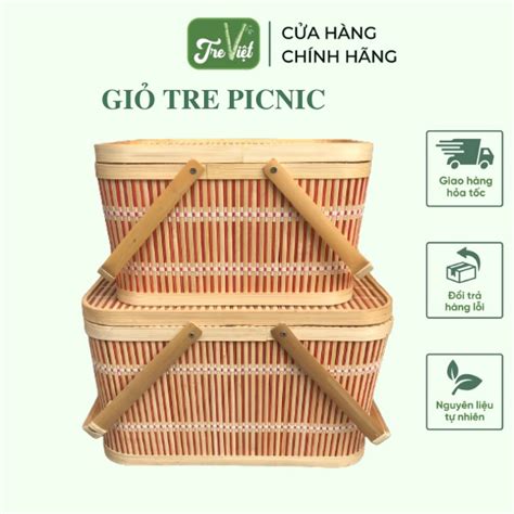 Giỏ Picnic Bằng Tre Tiện Lợi Giỏ Tre Đựng Đồ Chụp Hình Decor Picnic Basket Shopee Việt Nam
