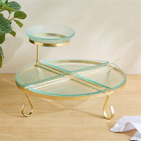 Buy Abaco Barney Glass 2 Tier Chip And Dip Platter With Metal Stand