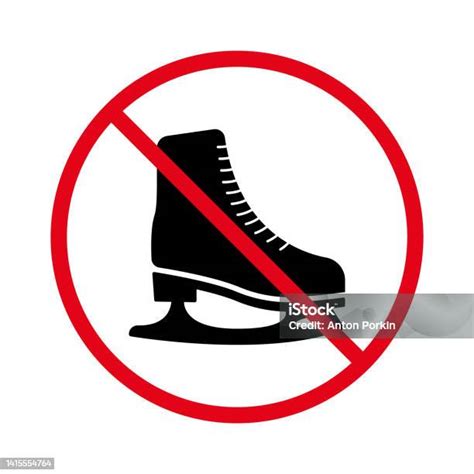 밴 아이스 스케이트 블랙 실루엣 아이콘 금지 된 피겨 스케이팅 픽토그램 스케이터 레드 스톱 기호 허용되지 않는 링크 영역 레크리에이션 표지판 아이스 스케이트 겨울 부츠 금지