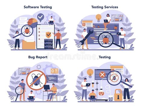 Testing Software Concept Set Application Or Website Code Test Process