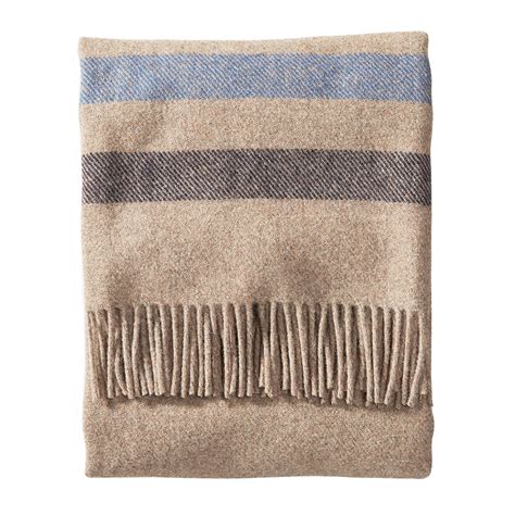Pendleton Eco Wise Fawn Stripe Washable Wool Blanket Throw Made In