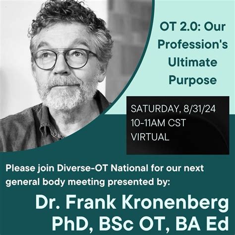 Dr Frank Kronenberg On Linkedin Diverse Ot National Presents Ot 2 0 Our Professions