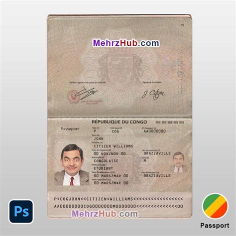 Congo Passport Template Psd Format Mehrzhub