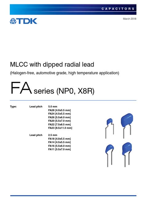 Fa11 Datasheet Pdf Capacitors Download Tdk Corporation Fa11