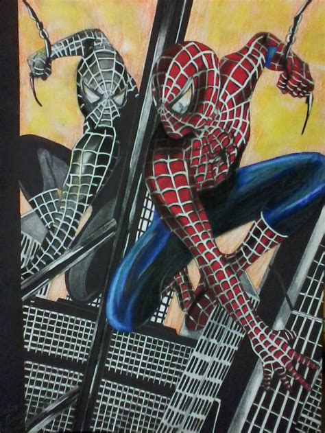 Spiderman F2 Fabriano Ruvido Solo Matite Colorate Disegno Fan Art