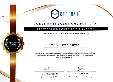 Pavan Kalyan On Linkedin Softwaredevelopment Coding Achievement