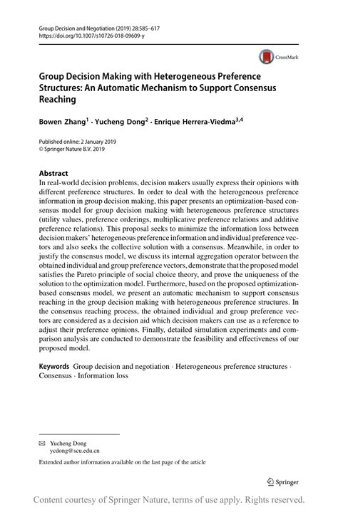 Group Decision Making With Heterogeneous Preference Structures An