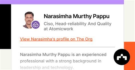 Narasimha Murthy Pappu Ciso Head Reliability And Quality At