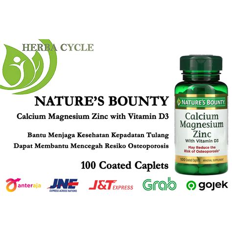 Jual Promo Nature Bounty Calsium Magnesium Zinc Vit D3 100 Coated Caplet Ori Usa Natures Bounty