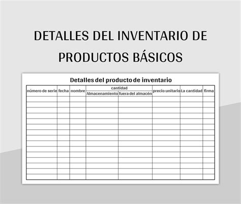 Plantilla De Inventario De Productos Control De Almacenes E