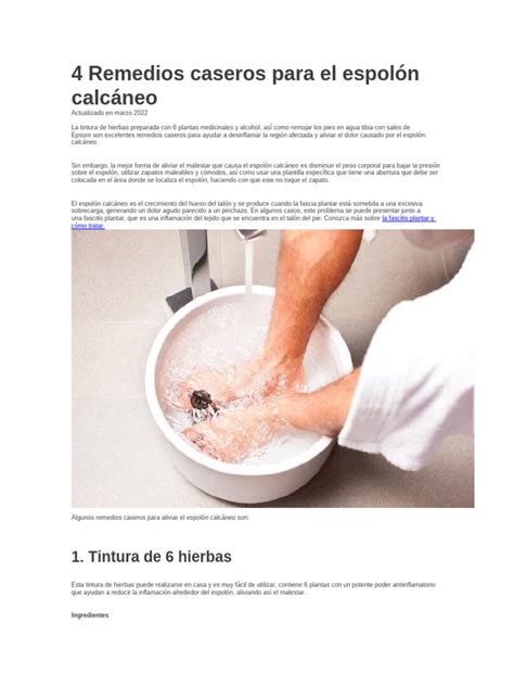 4 Remedios Caseros Para El Espolón Calcáneo Pdf Hogar Jardinería Y