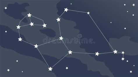 Constellation Map Astronomy And Night Sky Chart Vector Design
