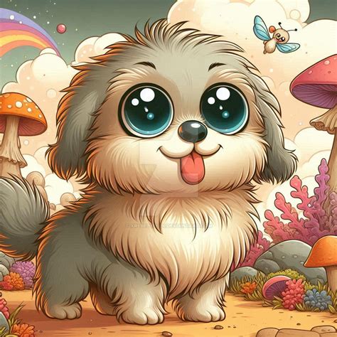 Cartoon Dog In Fantasy With Big Eyes Fluffy By Xrebelyellx On Deviantart