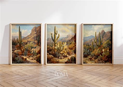 Saguaro Cactus Art Set Of 3 Posters Cactus Desert Art Arizona