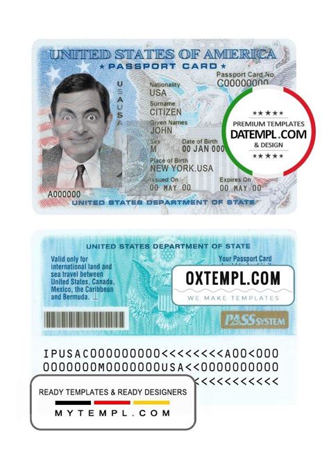 Usa Passport Id Card Template In Psd Format Fully Editable Gotempl