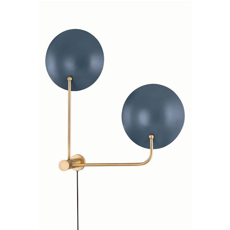 Troy Lighting Leif 2 Light Patina Brass Slate Blue Plug In Sconce At