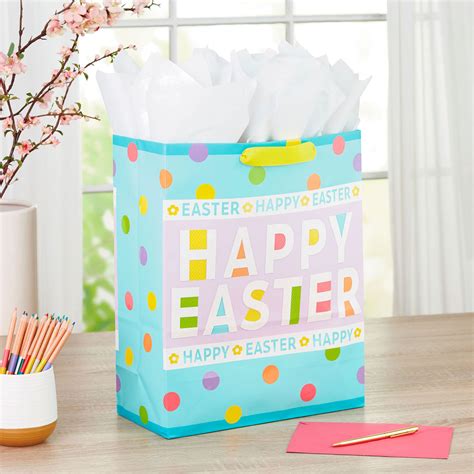 15 5 Polka Dots Extra Large Easter T Bag With Tissue T Bags Hallmark
