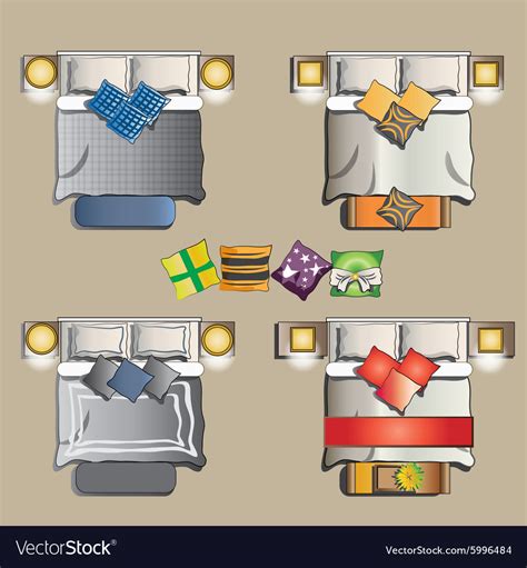 King Bed Top View Set 1 Royalty Free Vector Image