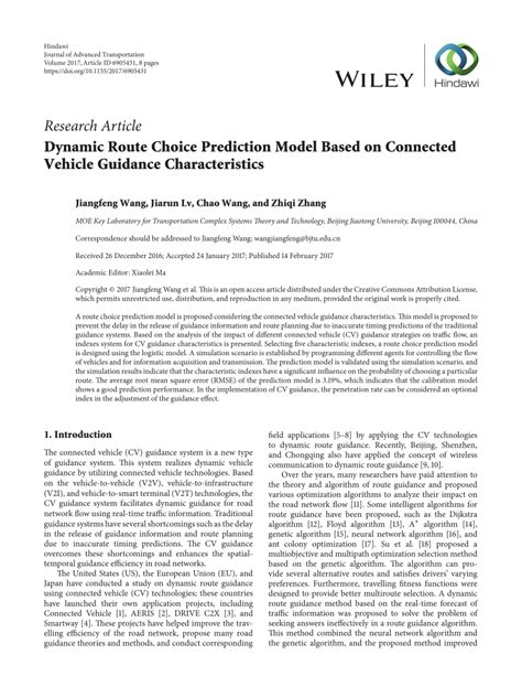 Pdf Dynamic Route Choice Prediction Model Based On Connected Vehicle