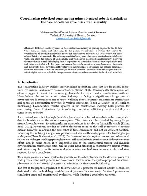 Coordinating Robotized Construction Using Advanced Robotic Simulation Pdf Coordinating Robotized Construction Using Advanced Robotic Simulation Pdf