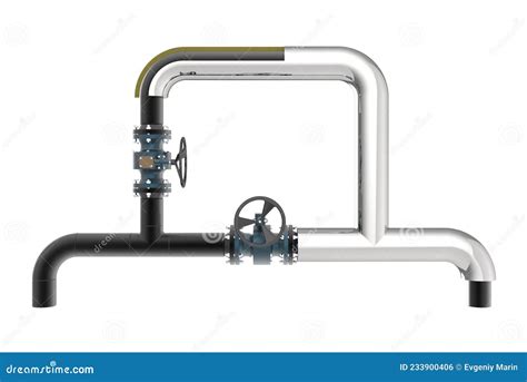 A Gas Pipeline With Shut Off Valves Bypass In Thermal Insulation