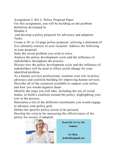 Assignment 2 Ra 2 Policy Proposal Paperfor This Assignment You Docx