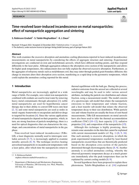 Time Resolved Laser Induced Incandescence On Metal Nanoparticles